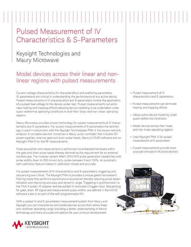 Pulsed Measurement of IV Characteristics and S-Parameters PDF Asset Page | Keysight
